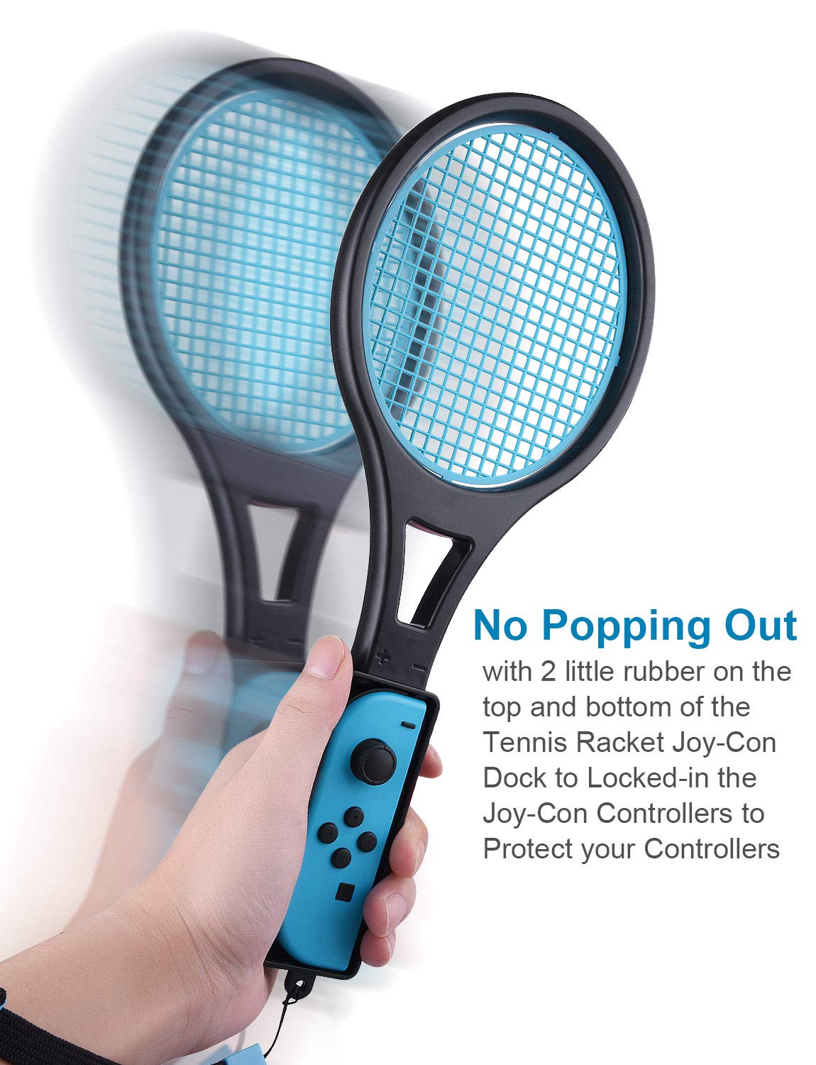 Tendak Tennis Racket for Nintendo Switch Joy-Con, Game Accessories for Mario Tennis Aces Game with 12 in 1 Game Card Case (2 Pack, Black)