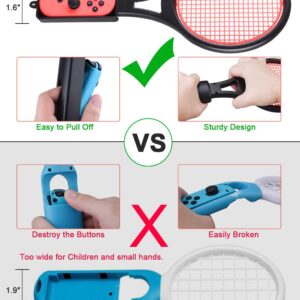 Tendak Tennis Racket for Nintendo Switch Joy-Con, Game Accessories for Mario Tennis Aces Game with 12 in 1 Game Card Case (2 Pack, Black)