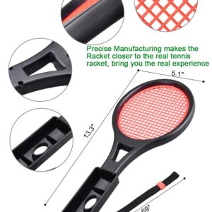 Tendak Tennis Racket for Nintendo Switch Joy-Con, Game Accessories for Mario Tennis Aces Game with 12 in 1 Game Card Case (2 Pack, Black)