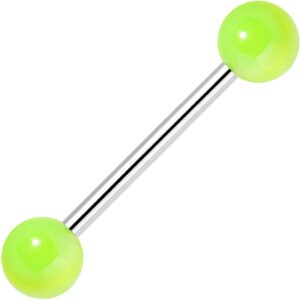 Body Candy Mens Womens 4PCS Stainless Steel Acrylic Neon Ball Barbell Tongue Rings Piercing Jewelry