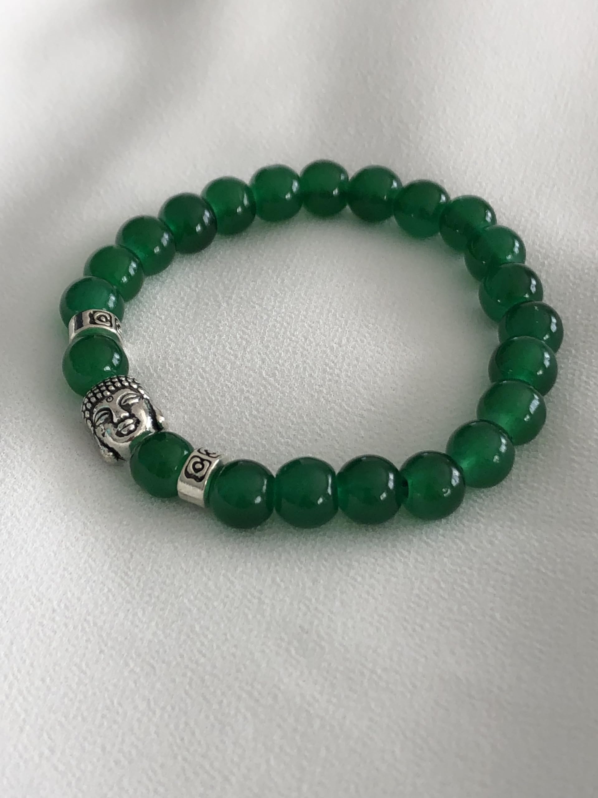 Secret for Longevity Dark Green Chinese Synth Jade Jadeite Buddha Zen Buddhist Prayer 8mm Beads Mens Womens Stretch Good Luck Yoga Bracelet