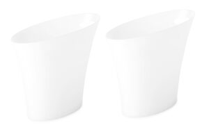 umbra 1006232-661-a60 skinny sleek & stylish bathroom trash, small garbage can wastebasket for narrow spaces at home or office, 2 gallon capacity, white, 2-pack