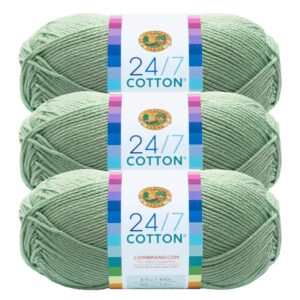 (3 pack) lion brand yarn 761-156 24/7 cotton yarn, mint