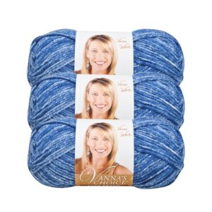 (3 pack) lion brand yarn vanna's choice yarn, denim mist