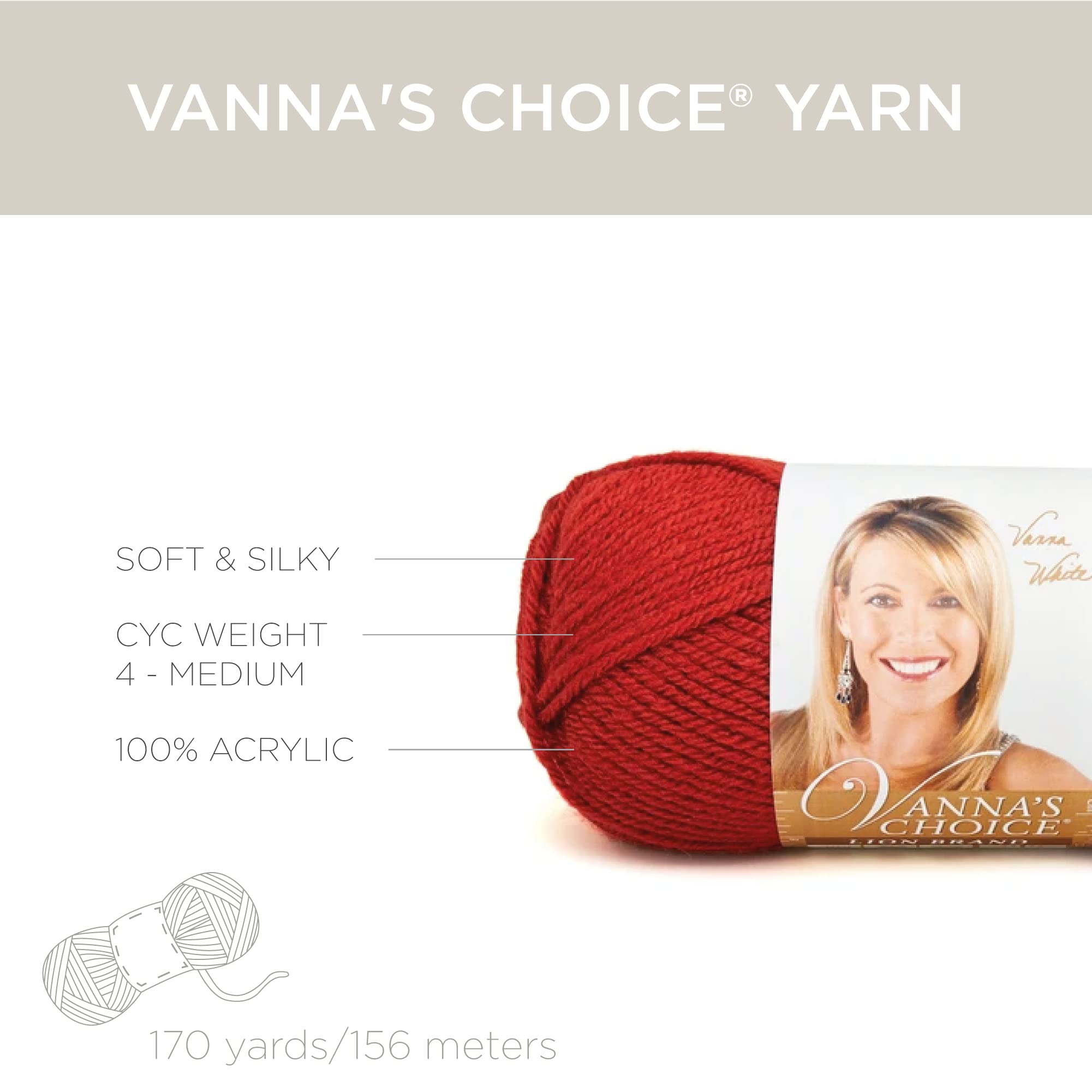 (3 Pack) Lion Brand Yarn Vanna's Choice Yarn, Denim Mist