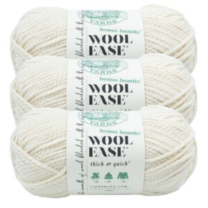 (3 Pack) Lion Brand Yarn Wool-Ease Thick & Quick Bonus Bundle Bulky Yarn, Fisherman