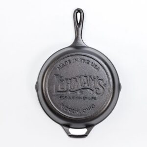 lodge lehman's exclusive logo pre seasoned cast iron cooking skillet 10.25 inch