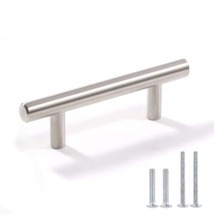 aybloom cabinet handles - pack of 30 stainless steel brushed satin nickel hollow tube t bar drawer pulls for kitchen furniture hardware(satin nickel, overall length: 6", hole center: 3-3/4")