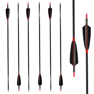 letszhu carbon archery arrows 500 spine with real feathers for compound recurve bow (12 pack) (31 inch arrows)