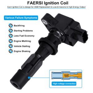 FAERSI Ignition Coil Replacement for 2006-2013 Mazda 3&6, 2007-2012 Mazda CX-7, 2006-2015 Mazda MX-5 Miata, Replace OE# UF540 L3G218100A C1683 5C1740