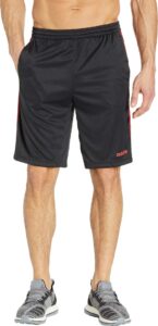 adidas men's design 2 move climacool 3-stripes training shorts, black/scarlet, x-large