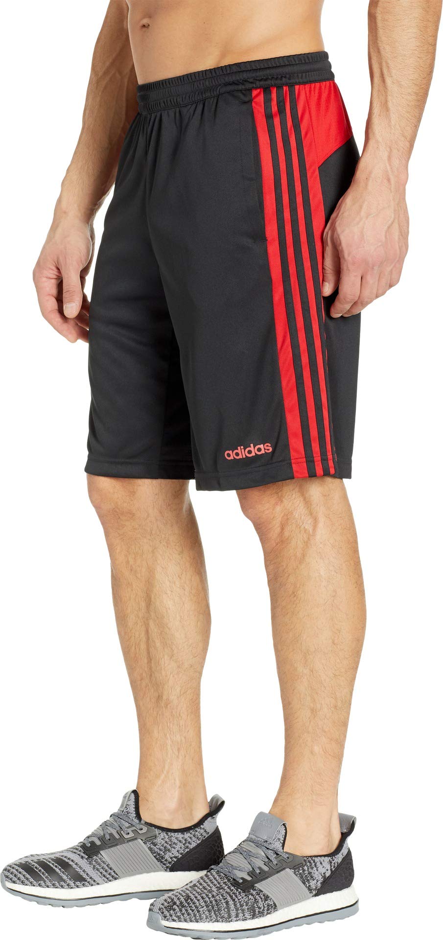 adidas Men's Design 2 Move Climacool 3-Stripes Training Shorts, Black/Scarlet, X-Large