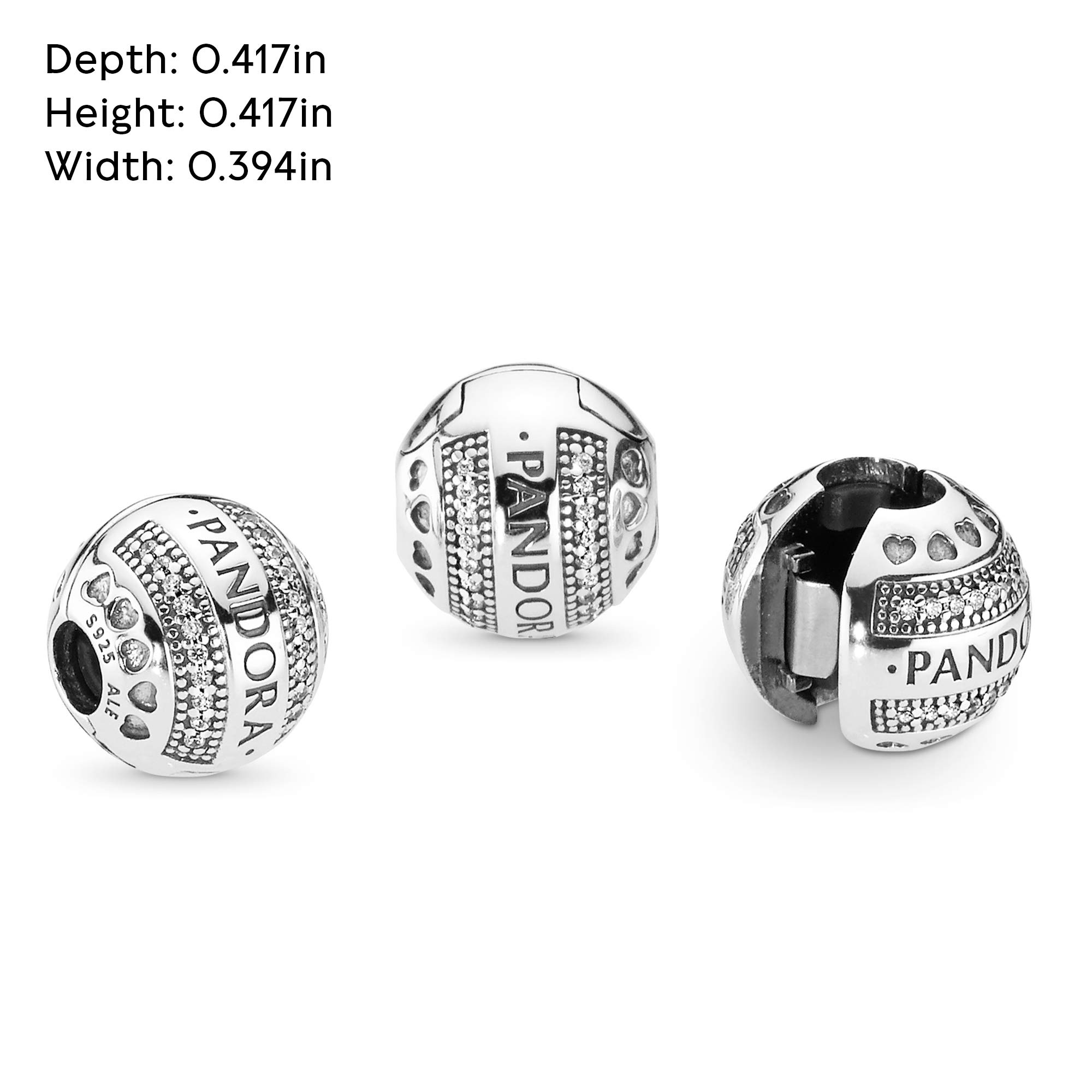 Pandora Jewelry Logo Hearts Cubic Zirconia Charm in Sterling Silver