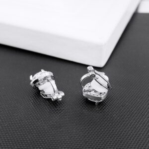 YOQUCOL 7mm CZ Crystal Clip On Earrings Cubic Zirconia Non Pierced Stud For Women