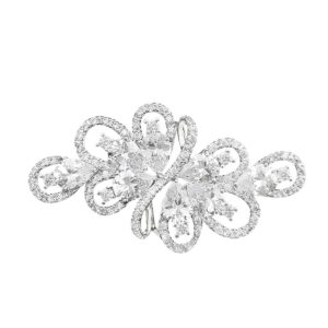 yoqucol white cubic zirconia crystal rhinestone ribbon shape silver tone brooch pin for women wedding brides jewelry