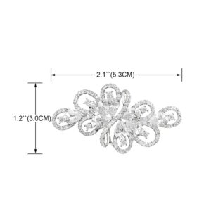 YOQUCOL White Cubic Zirconia Crystal Rhinestone Ribbon Shape Silver Tone Brooch Pin For Women Wedding Brides Jewelry