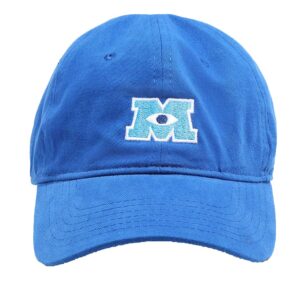 concept one disney pixar monsters inc and university baseball cap, adjustable dad hat, blue, large