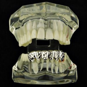 Grillz Diamond-Cut Grill Bottom Lower Six Teeth Silver Tone Hip Hop Grills