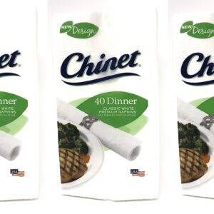 Chinet Classic White Premium Dinner Napkins, 2 Ply, 40 Count (Pack of 3)