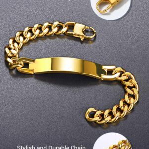 PROSTEEL Custom Name ID Bracelet 18K Gold Plated Stainless Steel Cuban Chain Women Personalized Engrave Bracelets for Men