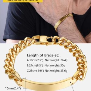 PROSTEEL Custom Name ID Bracelet 18K Gold Plated Stainless Steel Cuban Chain Women Personalized Engrave Bracelets for Men