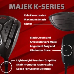 Big & Tall Men's (+1" Longer than Standard Length) Majek High Launch Golf K Series 460cc 12.5° Driver Right Handed Premium Ultra Forgiving Regular Flex Graphite Shaft Tour Velvet Grip