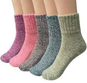 ysense 5 pairs womens wool socks thick knit warm winter socks cozy comfy socks gifts for women