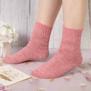 YSense 5 Pairs Womens Wool Socks Thick Knit Warm Winter Socks Cozy Comfy Socks Gifts for Women