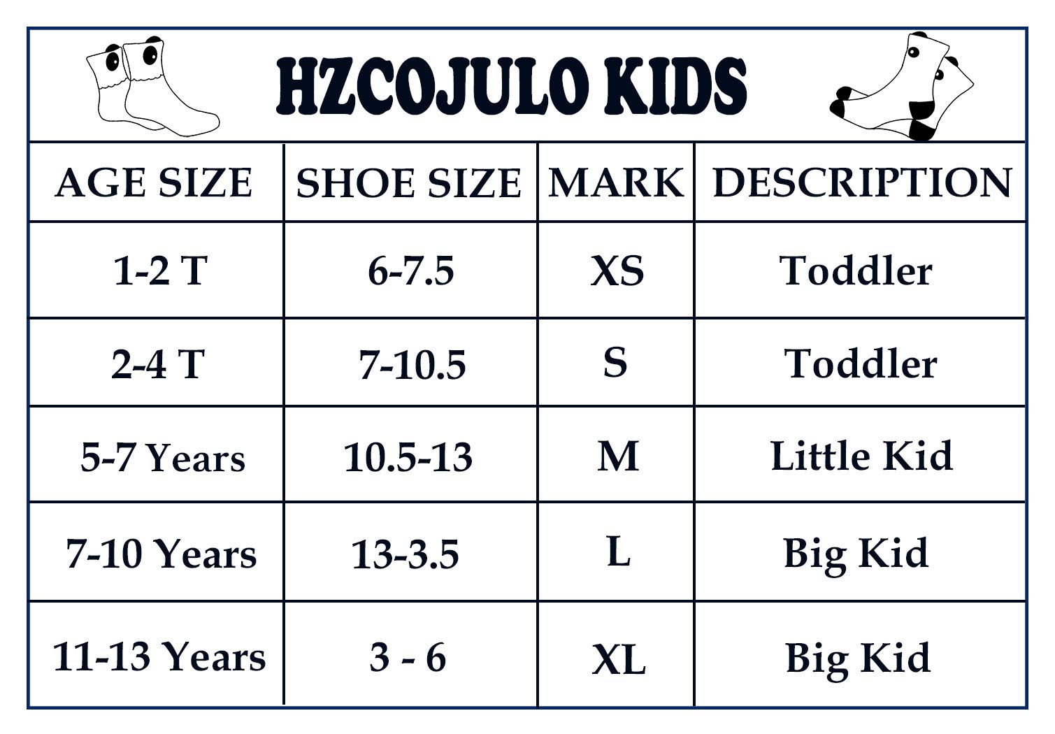 Hzcojulo Little Toddler Kids Boys Girls Fashion Cotton Socks -BA-6 Pairs,L/Shoe size 13-3.5/7-10Years