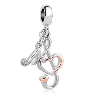 charmsstory rose gold music notes heart charms for bracelets necklaces pendant(music note style 03)