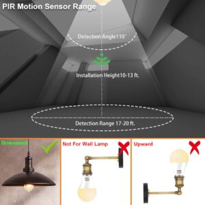 HEKEE Motion Sensor LED Light Bulb 9W A19 PIR Built-in IR 60W Equivalent Bright 810 Lumens E26 Base Warm White Bulbs (2 Packs)