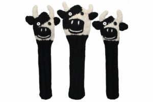 sunfish animal knit wool golf headcover set driver fairway hybrid cow