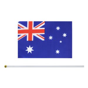 25 Pack Hand Held Small Mini Flag Australia Flag Australian Stick Flag Round Top National Country Flags,Party Decorations Supplies For Parades,World Cup,Festival Events,International Festival