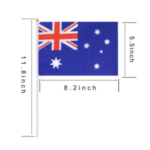 25 Pack Hand Held Small Mini Flag Australia Flag Australian Stick Flag Round Top National Country Flags,Party Decorations Supplies For Parades,World Cup,Festival Events,International Festival