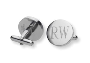 personalized custom monogram initial round classic cufflinks cuff links stainless steel for man engraved free