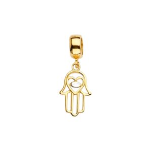 goldenmine 14k yellow gold hamsa charm for mix&match bracelet (size : 21 x 9 mm)