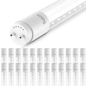 sunco lighting - 24 pack t8 led 4ft tube light bulbs ballast bypass fluorescent replacement, 5000k daylight, 15w, clear cover, retrofit, single ended power (sep), commercial grade ul