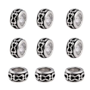 kissitty 100-piece tibetan antique silver european large hole rondelle spacer beads 7mm with 3.5mm hole for diy jewelry craft making