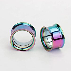 KUBOOZ 12pcs Set Colorful Stainless Steel Screwed MIX Ear Plugs Tunnels Gauges Stretcher Piercings 9/16"