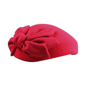 F FADVES Women's Pillbox Calot Hat Formal Vintage Wedding Tea Party Fascinators with Bow Red