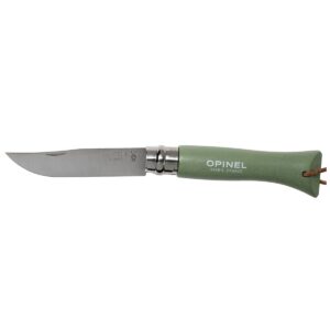 Opinel N°06 Pocket Folding Knife - Stainless Steel - Safety Ring (Green Sage)