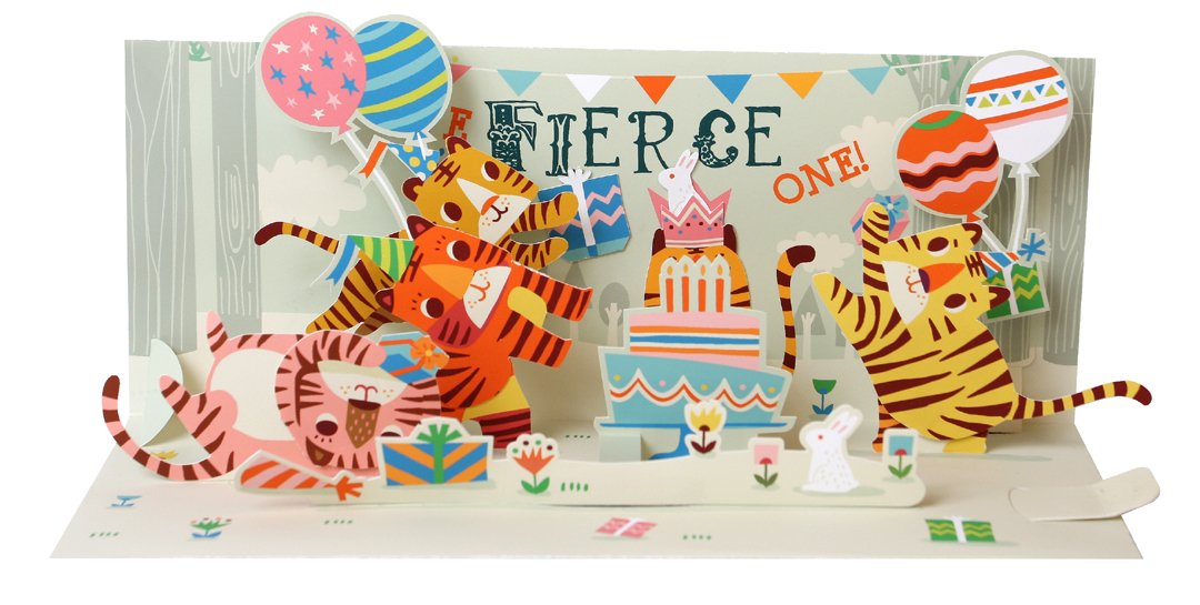 Up With Paper Pop-Up Panoramics Birthday Greeting Card - Tiger, multi colored (Model: 048641316210)