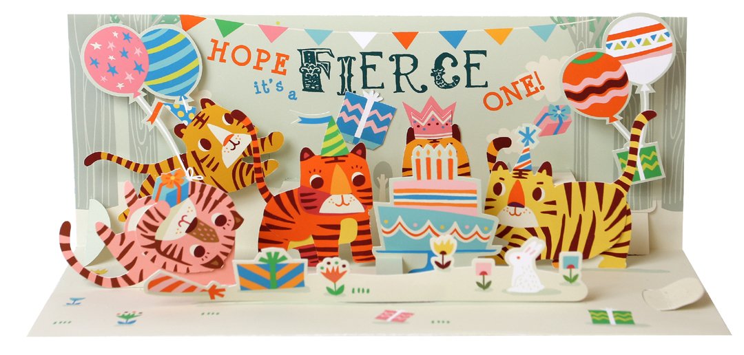 Up With Paper Pop-Up Panoramics Birthday Greeting Card - Tiger, multi colored (Model: 048641316210)