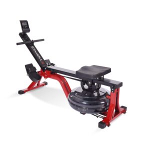 stamina x water rower - rower machine with smart workout app - rower workout machine with dynamic water resistance - rowing machine for home gym - up to 300 lbs weight capacity