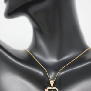 10k Two-Tone Initial Heart Pendant Necklace for Women in Yellow and Rose Gold - Letter R, 20"