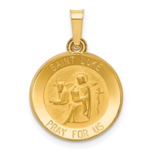 lex & lu 14k yellow gold polished and satin st. luke medal pendant lal89134