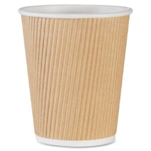 NYHI Set of 150 Ripple Insulated Kraft Paper Cups Coffee Tea Hot Cups Recyclable 3 Layer Rippled Wall For Better Insulation Perfect for Cappuccino Hot Cocoa or Iced Drinks 8 oz