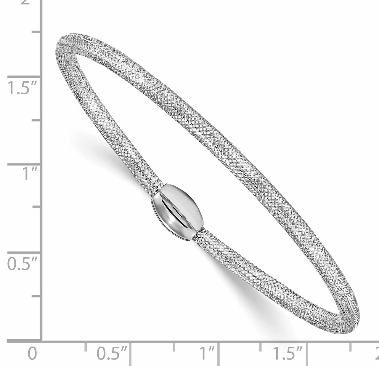 Lex & Lu 14k White Gold Polished Mesh Stretch Bracelet