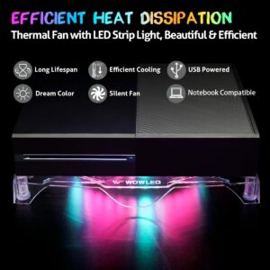 WFPOWER Upgrade USB Dream Color Cooling Fan Stand, LED Rainbow Color Cooler, Neon Light Fan Pad Stand Accessories Compatible with PS4, PS4 Slim, XBOX One X, Notebook, Laptop, Consoles