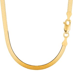 jewelry affairs 14k yellow real solid gold imperial herringbone chain necklace, 6.0mm, 18"